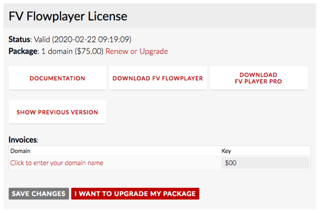 Changing Domain Name on FV Player License