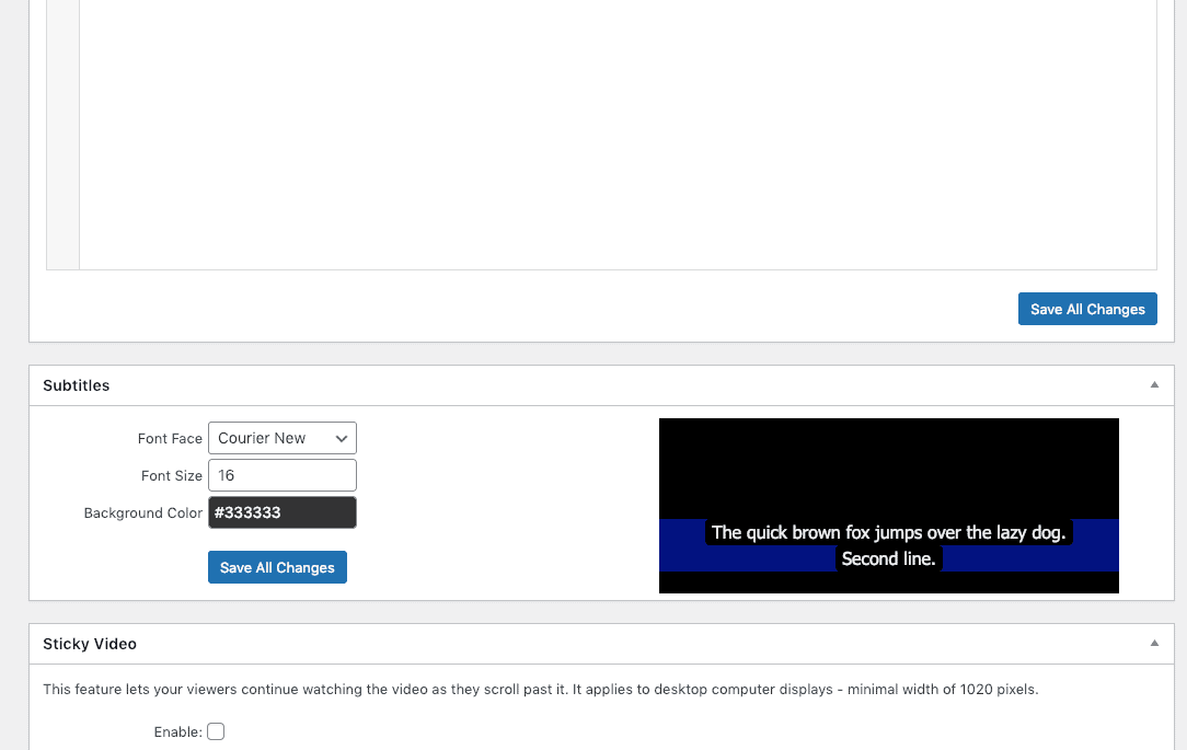 Setting Background Opacity for partially transparent FV Player Subtitles | New User Experience