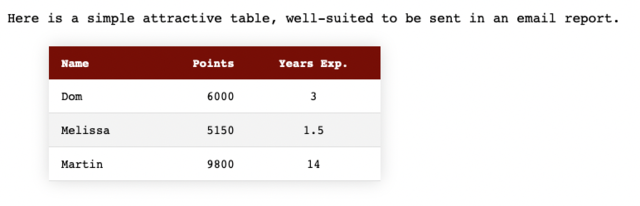 How to build a modern good looking table for email reports